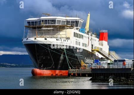 Glen Sannox under construction at the Ferguson shipyard, Port Glasgow ...