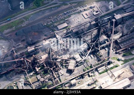 aerial view of Scunthorpe Steel Works, run again by British Steel Stock ...