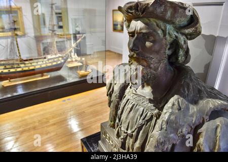 France, Seine-Maritime, Dieppe, bust of the Dieppe shipowner Jean Ango ...