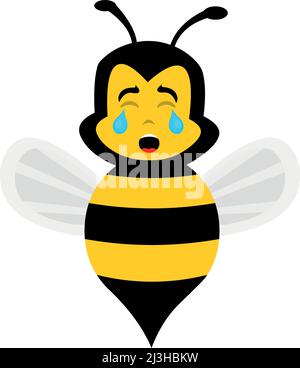 Cartoon bee with sad face. Vector illustration in flat style Stock ...