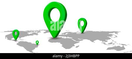 Map location pinpointer on world map. 3D render Stock Photo - Alamy
