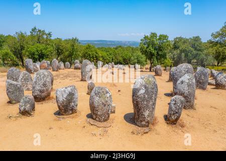 Cromeleque dos Almendres near Portuguese town Evora Stock Photo - Alamy