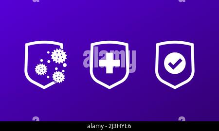 immune system and antibacterial protection icons Stock Vector Image ...
