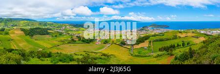 Pico island behind Horta town viewed from Faial, Azores, Portugal Stock ...