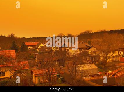 Natural phenomenon, Sahara dust discolors sky over Bavaria, Germany ...