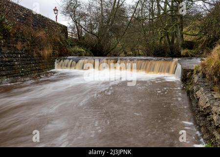 Long exposure of the waterfall on the Eller Beck river flowing past ...