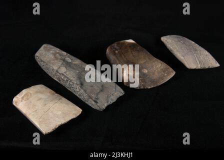 Adzes in various sizes that was discovered in the prehistoric site of ...