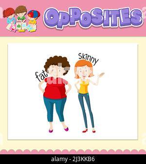 Opposite words for fat and skinny illustration Stock Vector Image & Art ...