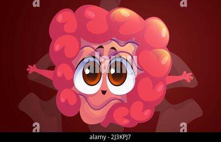 Cute character of intestine, bowel, human internal organ of digestive ...