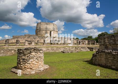 Chac Complex (foreground), Round Temple (background), Mayan Ruins ...