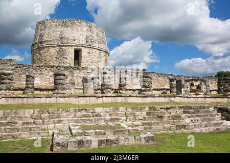Chac Complex (foreground), Round Temple (background), Mayan Ruins ...