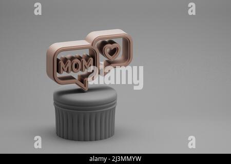 Wonderful message with word mom and heart icons. Mothers Day symbol ...