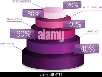 Pyramid chart with five elements, pyramid infographics template, vector ...