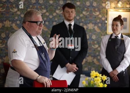 Paul Askew speak to staff in the Art School during Grand National Day ...