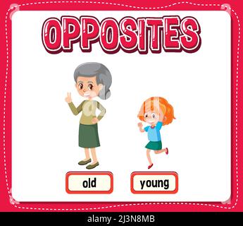 Opposite words for old and young illustration Stock Vector Image & Art ...