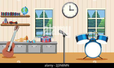 School music classroom interior concept illustration Stock Vector Image ...