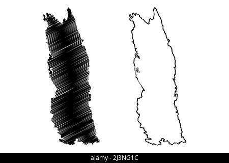 Sandoyna island (Kingdom of Norway) map vector illustration, scribble ...