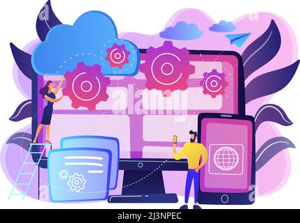 computer device neon white background vector illustration vector ...