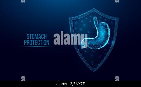 Human stomach protection. Wireframe low poly style. Concept for medical ...