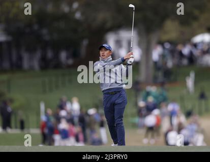 Collin Morikawa hits from the third tee at Pebble Beach Golf Links ...