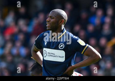 LONDON, UK. APR 9TH Benik Afobe of Millwall celebrates after scoring ...