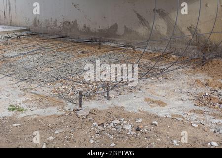 Concrete Pour over Rebar (reinforcing steel, reinforcement steel Stock ...