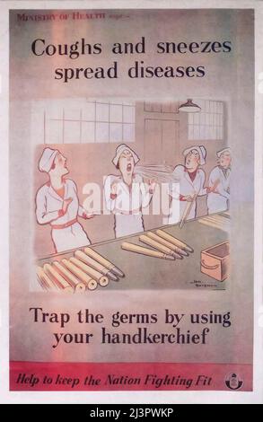 Coughs and Sneezes Spread Diseases propaganda poster from World War II ...
