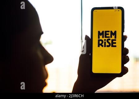In this photo illustration, the Memrise logo seen displayed on a ...