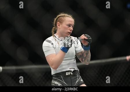 JACKSONVILLE, FL - APRIL 9: (R-L) Kay Hansen takes down Piera Rodríguez ...