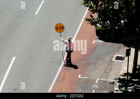 Road Construction Traffic Controller in the City Stock Photo - Alamy