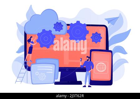 Programmers develop program for platforms. Cross-platform programming, cross-platform ...