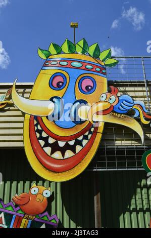 funny masks in Africa style Stock Photo - Alamy