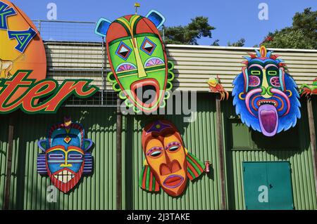 funny masks in Africa style Stock Photo - Alamy