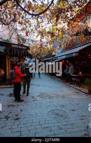 Karakoy street. Cafes and restaurants in Karakoy district of Istanbul ...
