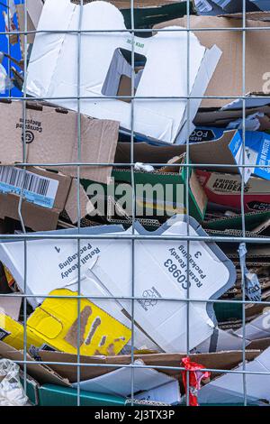 Supermarket waste - cardboard packaging waiting to be recycled Stock ...