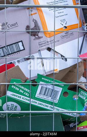 cages of recyclable cardboard boxes Stock Photo - Alamy