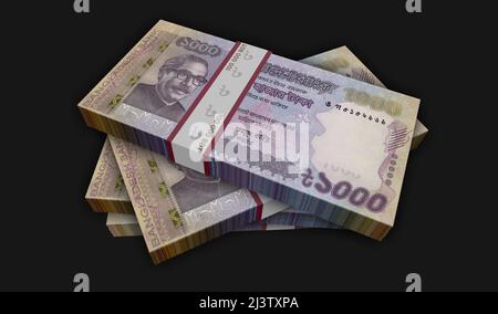 Bangladeshi Taka money pack 3d illustration. BDT banknote bundle stacks ...