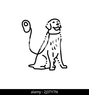 Golder retriever on a leash color line icon. Pictogram for web page ...