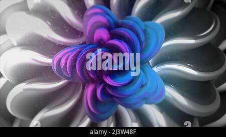 3d floral pattern changing shape. Motion. Psychedelic 3d flower changes ...
