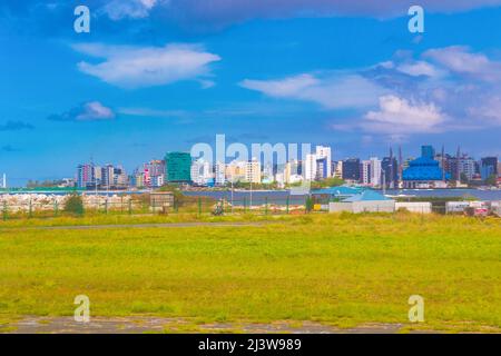 View from runway of Velana International Airport,Male,Maldives.This ...
