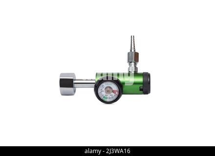 A green oxygen tank with pressure valves Stock Photo - Alamy