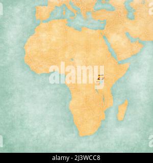 Vintage paper map of Uganda Stock Photo - Alamy