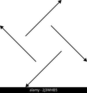 Outward spiral, swirl, twirl arrows, pointers. Rotation, cycle, recycle ...