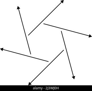 Outward spiral, swirl, twirl arrows, pointers. Rotation, cycle, recycle ...
