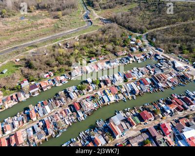 Aerial view of Fishing Village Chengele Skele near city of Burgas ...