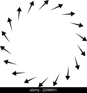 Outward spiral, swirl, twirl arrows, pointers. Rotation, cycle, recycle ...