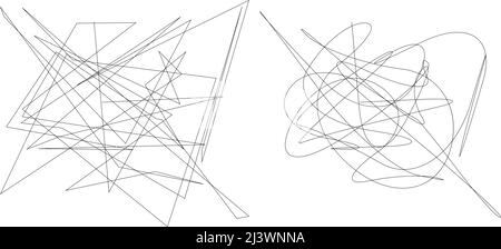 Matching pair of edgy, geometric, angular and rounded, squiggly ...