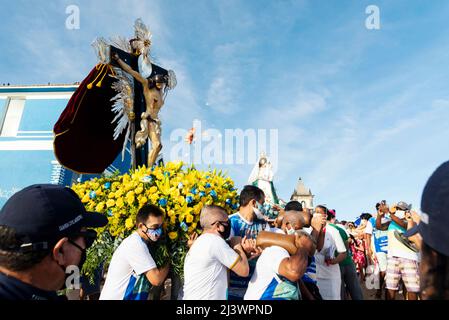 Faithful carrying the andor with the image of Jesus Christ at the ...