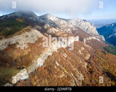 Amazing Aerial Autumn Landscape of Balkan Mountains and Vratsata pass ...