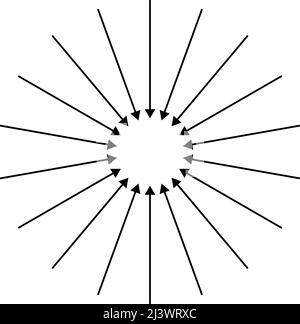 Arrows, pointers inward. Collect, intermix, gather, center and ...